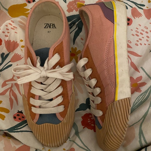 Zara | Shoes | Zara Color Block Canvas Shoes | Poshmark